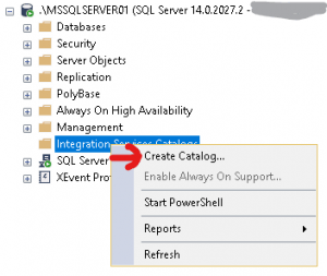 SQL Server Integration Services catalog creation errors